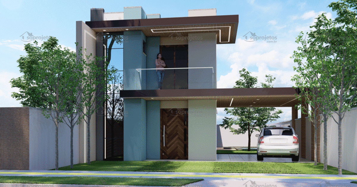 Planta de sobrado em terreno de 10 x 20 com 3 quar... | Só Projetos